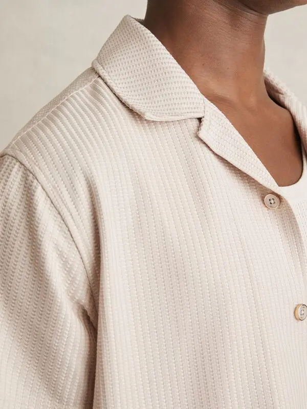 REISS Warwick Textured-knit Cuban-collar Shirt