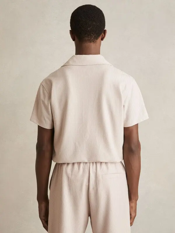 REISS Warwick Textured-knit Cuban-collar Shirt
