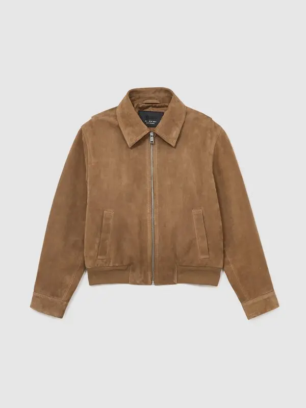 REISS Gia Suede Bomber Jacket