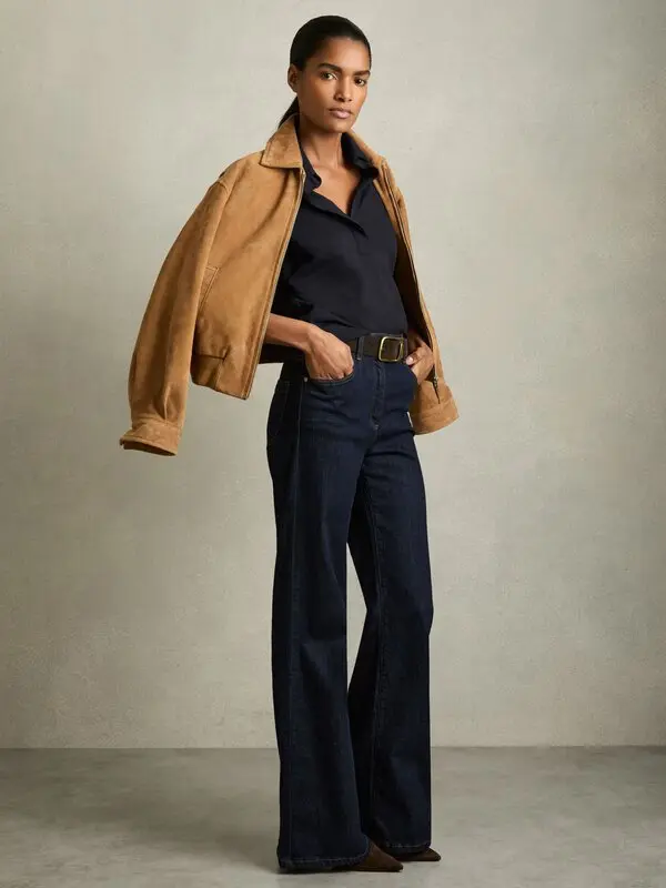 REISS Gia Suede Bomber Jacket