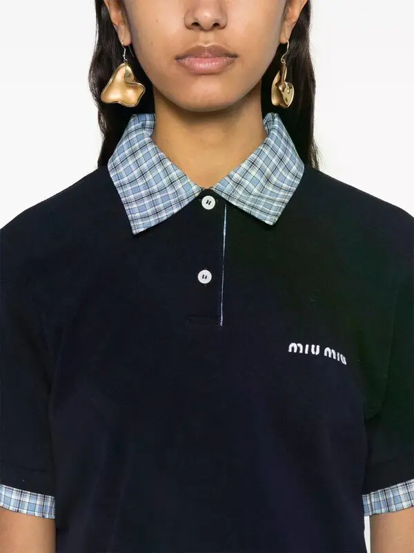 Miu Miu Layered-effect Polo Shirt - Blue | Editorialist