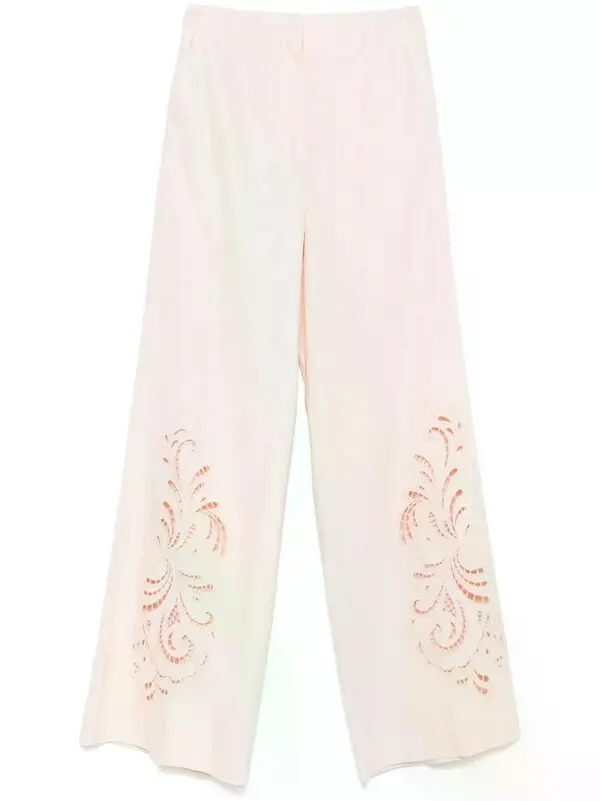 TWINSET Wide Leg Trousers With Floral Embroidery