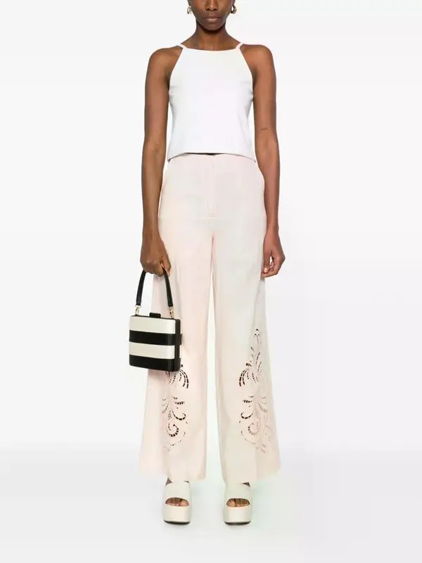 TWINSET Wide Leg Trousers With Floral Embroidery