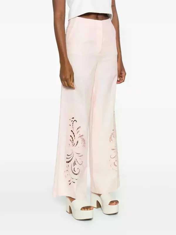 TWINSET Wide Leg Trousers With Floral Embroidery