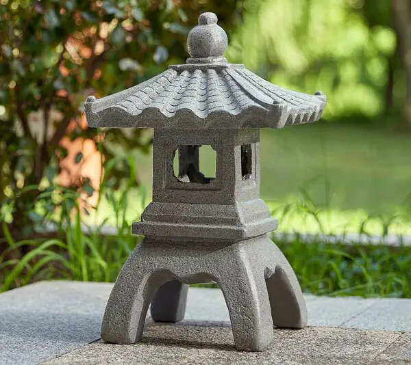 GLITZHOME 16' Mgo Concrette Finish Pagoda Garde N Statue - One-color