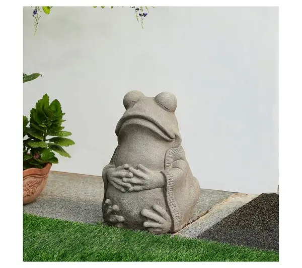 GLITZHOME 17' Mgo Faux Concrette Finish Zen Fro G Garden Statue - One-color