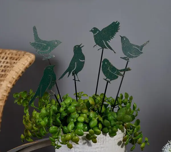 GARDEN REFLECTIONS Set Of 6 Birds Decorative Plant Picks - One-color