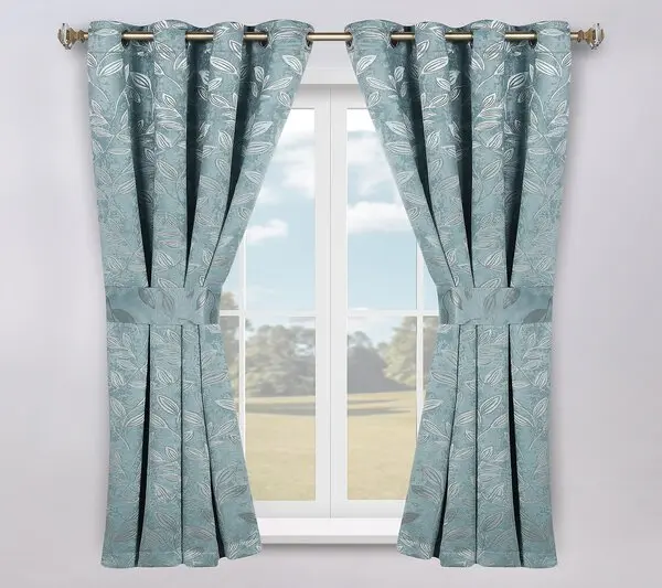 SUPERIOR Leaves Room Darkening Curtains Set, 46 X63 - One-color