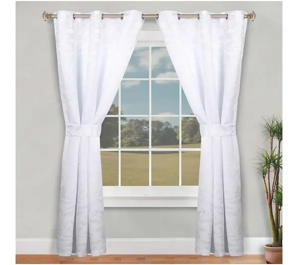 SUPERIOR Leaves Room Darkening Curtains Set, 46 X96 - One-color