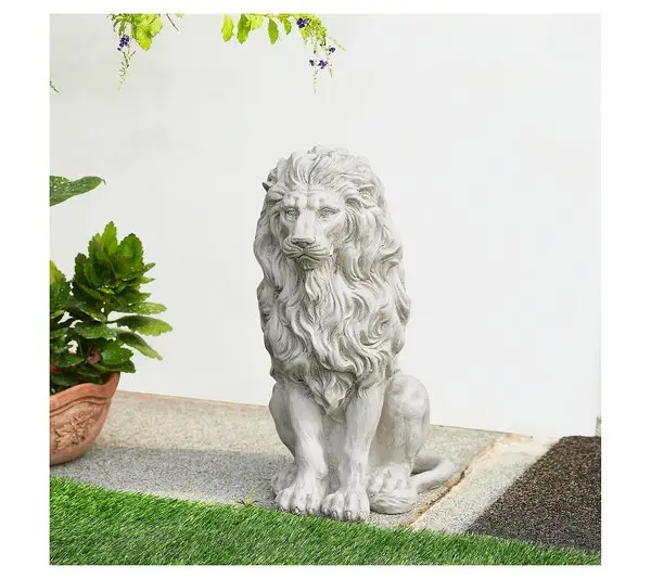 GLITZHOME 21 Antinqued Detail Guardian Lion Garden Statue - One-color