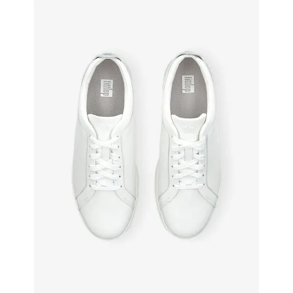 Fitflop Rally Crystal-embellished Leather Low-top Trainers - Silver Com