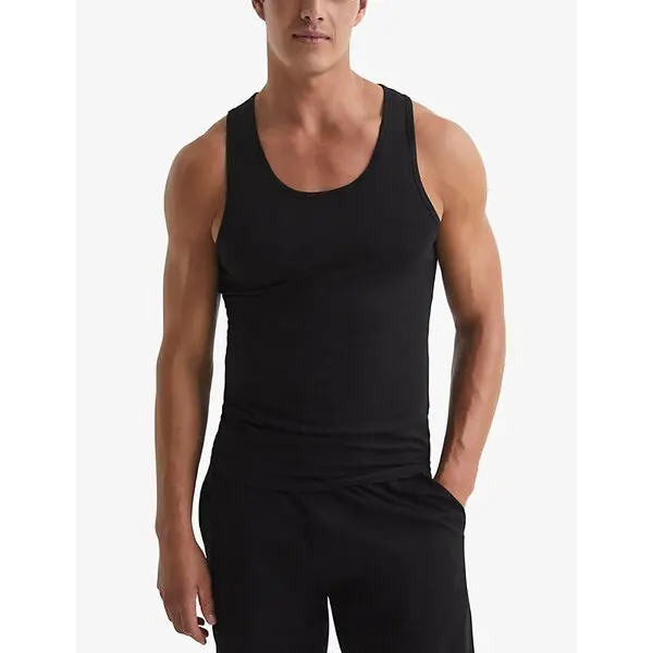 REISS Vinnie Stretch-cotton Vest - Black