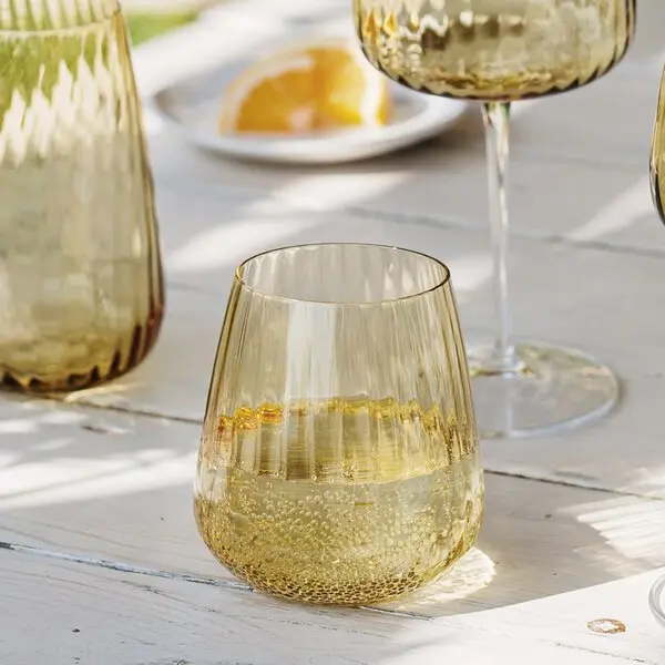 VIETRI Francesca Amber Double Old Fashioned Glass - Yellow