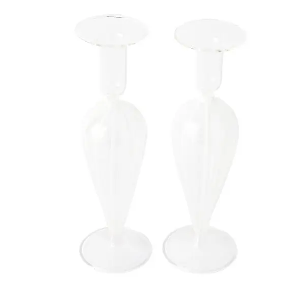 VIETRI Nuovo Stripe Candlesticks, Set Of 2 - White