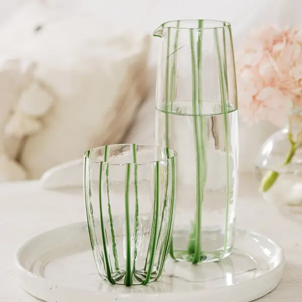 VIETRI Nuovo Stripe Pitcher - Green