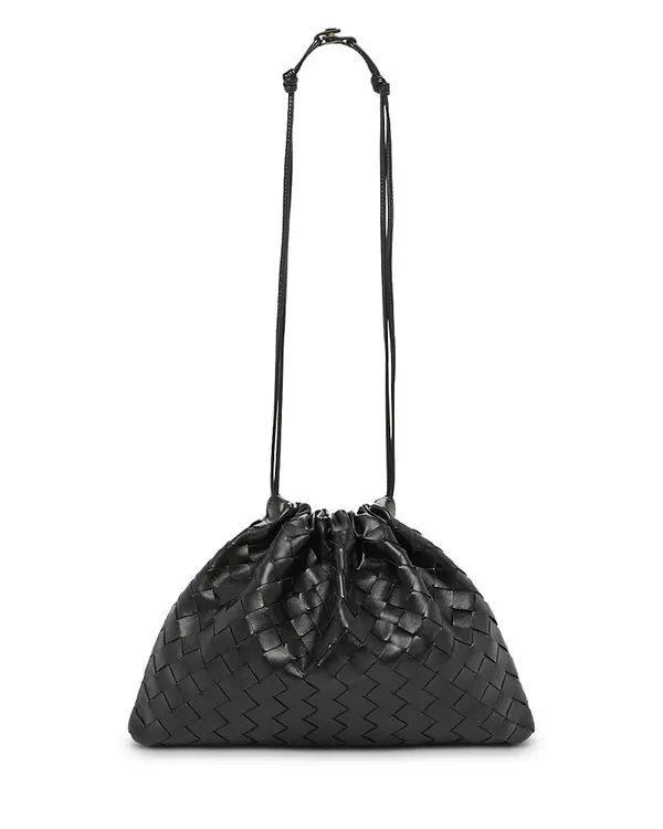 Bottega Veneta Intrecciato Leather Shoulder Bag - Black/gold