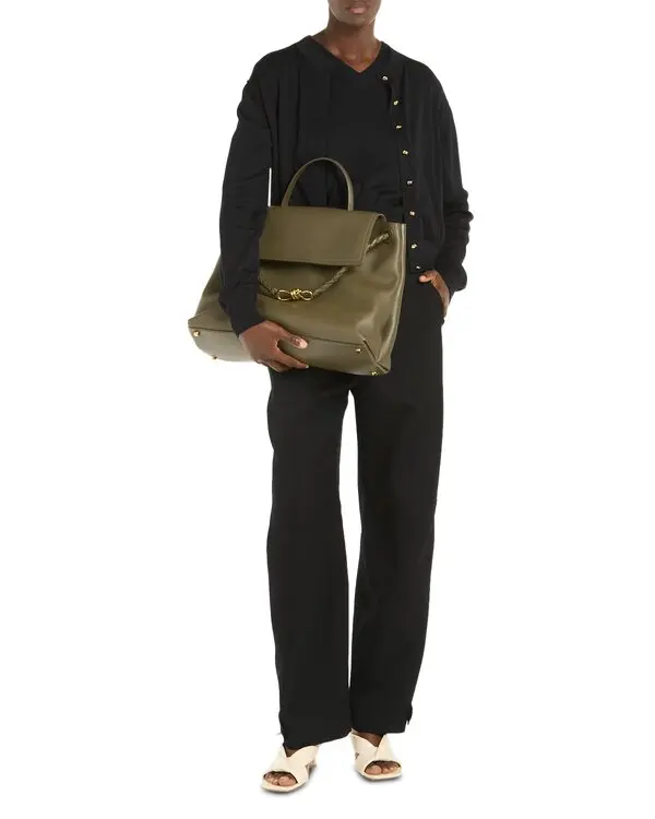 Bottega Veneta Large Intrecciato Leather Top Handle Bag - Cypress