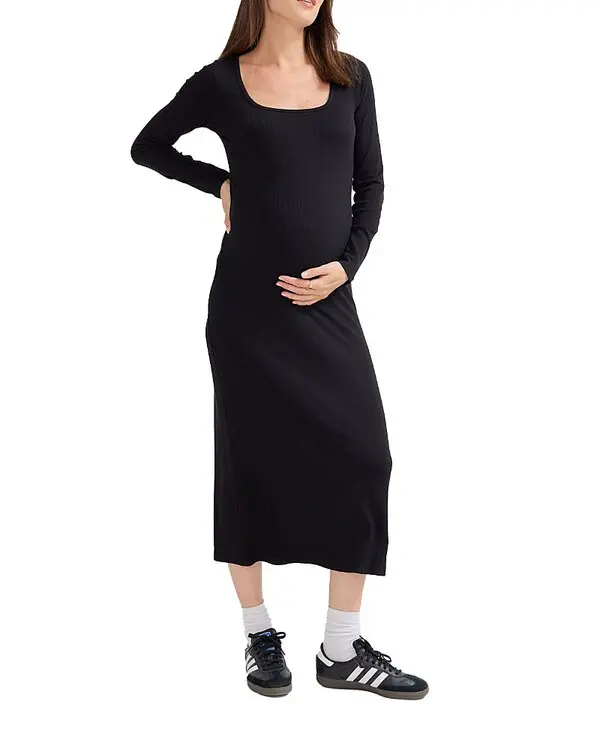 Hatch Collection Long Sleeve Rib Maternity Maxi Dress