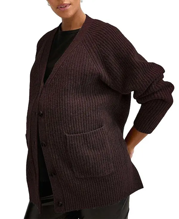 Hatch Collection Maternity Cashmere Marlow Cardigan - Espresso