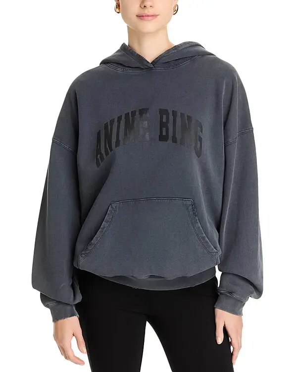 ANINE BING Harvey Hooded Sweatshirt - Washed Black