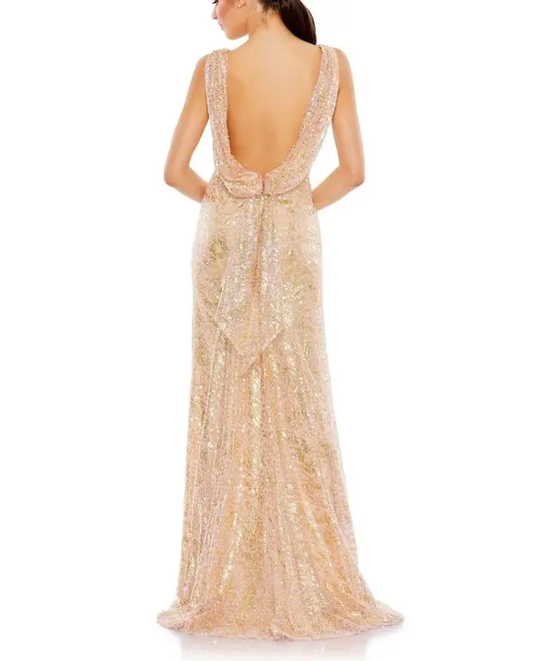 Mac Duggal Sleeveless High Neck Sequin Gown