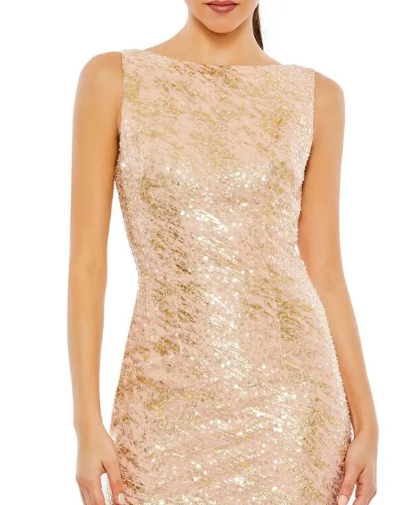 Mac Duggal Sleeveless High Neck Sequin Gown
