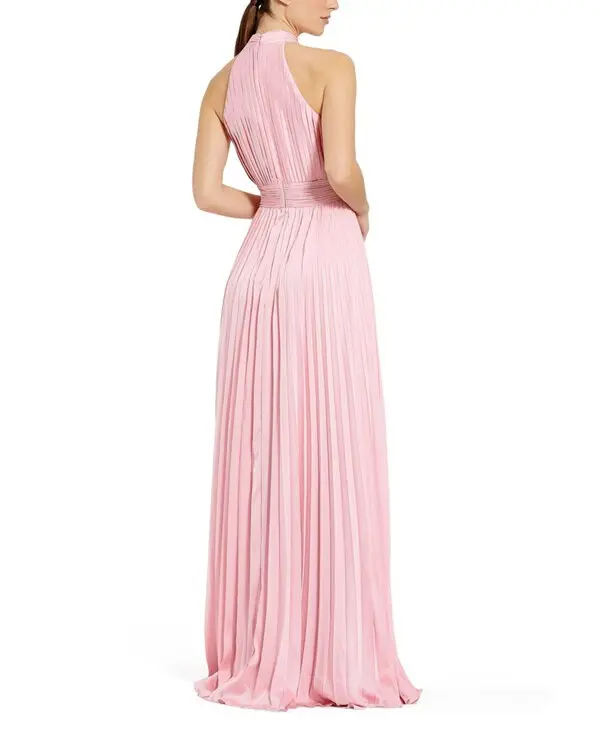 Mac Duggal Pleated Sleeveless Halter Gown - Blush