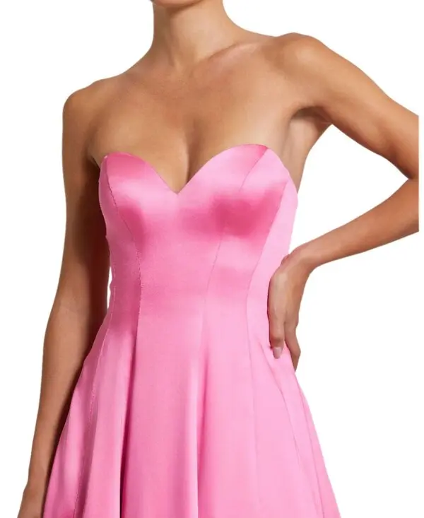 Mac Duggal Strapless Sweetheart Satin Ballgown With Bow Detail - Pink