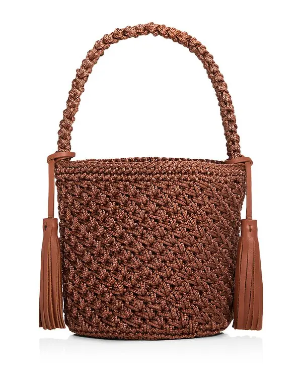 Binge Knitting Camila Woven Bucket Bag - Cocoa