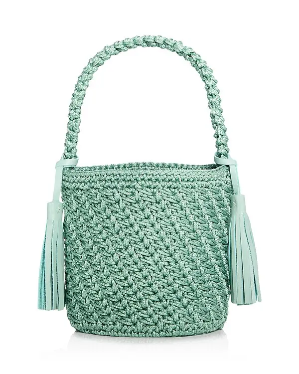 Binge Knitting Camila Woven Bucket Bag - Mint