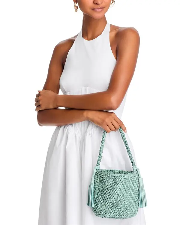 Binge Knitting Camila Woven Bucket Bag - Mint