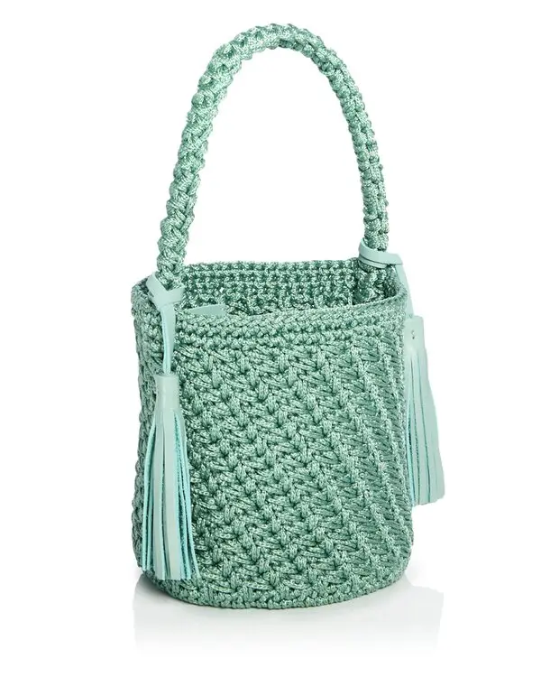 Binge Knitting Camila Woven Bucket Bag - Mint
