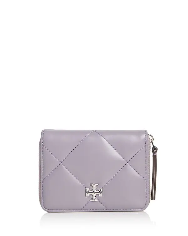 Tory Burch Small Kira Diamond Quilt Zip Around Wallet - Lavender