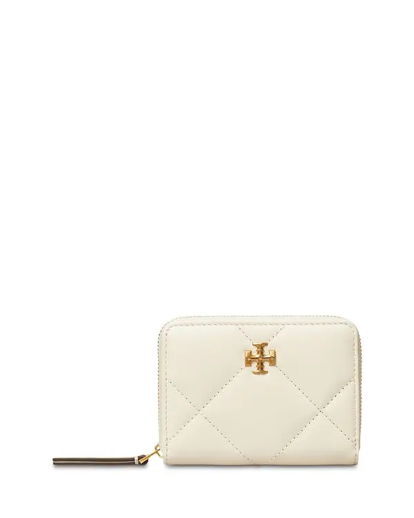 Tory Burch Small Kira Diamond Quilt Zip Around Wallet - Warm White