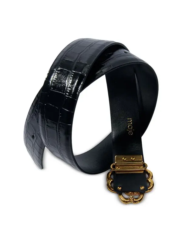 Maje Clover Double M Belt - Black