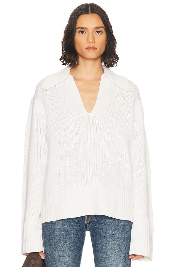 Jenni Kayne Cashmere Phoebe Polo Sweater - Ivory