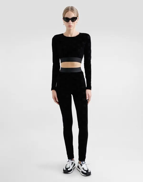 Dolce & Gabbana Cotton Chenille Crop Top With Jacquard Dg Logo