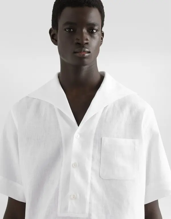 Dolce & Gabbana Three-button Short-sleeved Linen Shirt - White