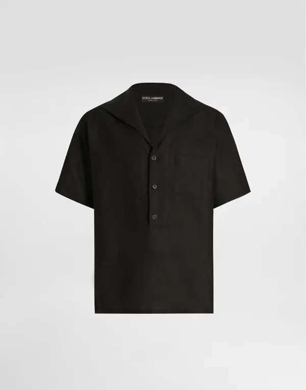 Dolce & Gabbana Three-button Short-sleeved Linen Shirt - Black