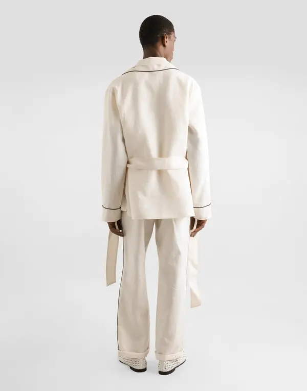 Dolce & Gabbana Linen Fabric Pajama Pants - White
