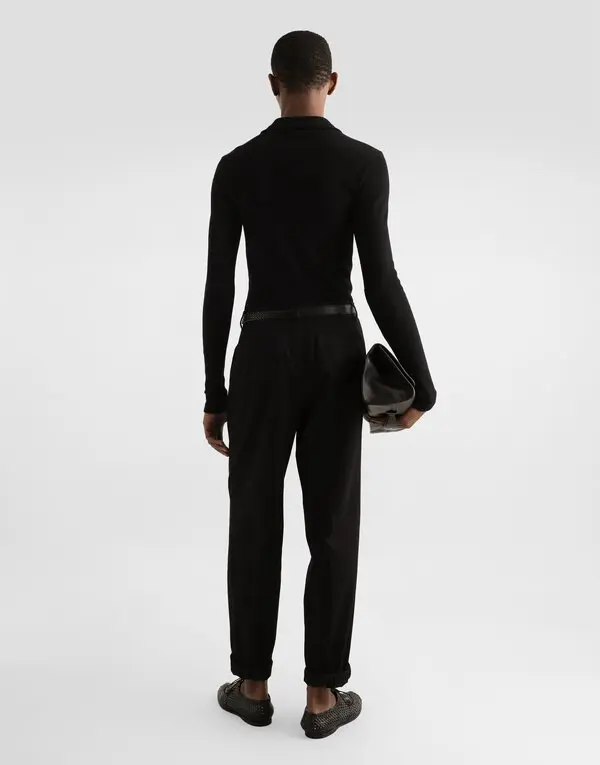 Dolce & Gabbana Long-sleeved Interlock Jersey Polo-shirt With Laces