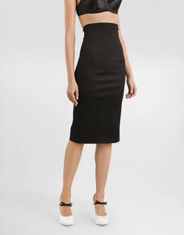 Dolce & Gabbana Technical Ottoman Pencil Skirt - Black