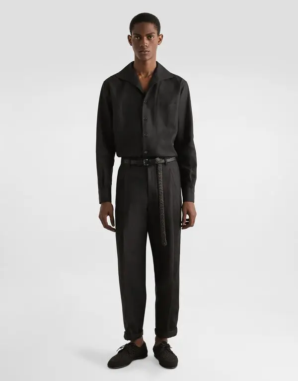 Dolce & Gabbana Long-sleeved Linen Shirt - Black