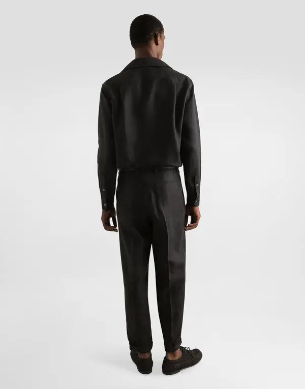Dolce & Gabbana Long-sleeved Linen Shirt - Black