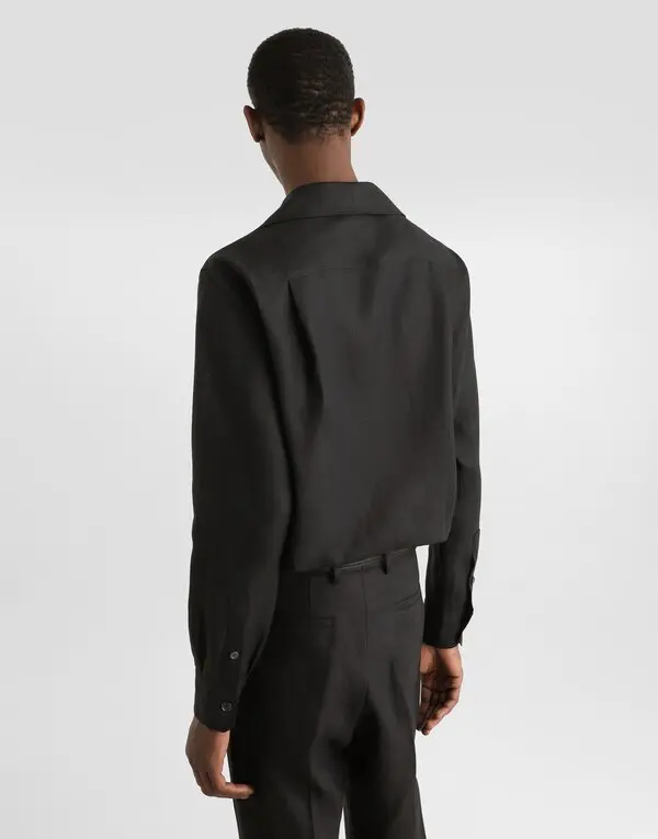 Dolce & Gabbana Long-sleeved Linen Shirt - Black