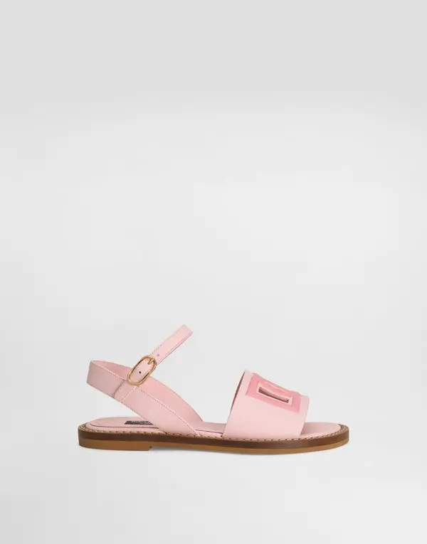Dolce & Gabbana Calfskin Sandals With Cut-out Dg Logo - Pink