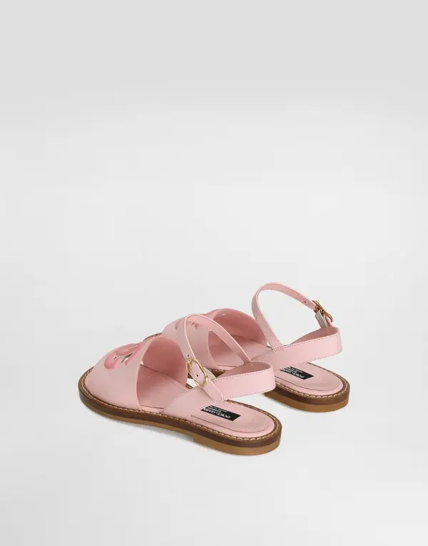 Dolce & Gabbana Calfskin Sandals With Cut-out Dg Logo - Pink