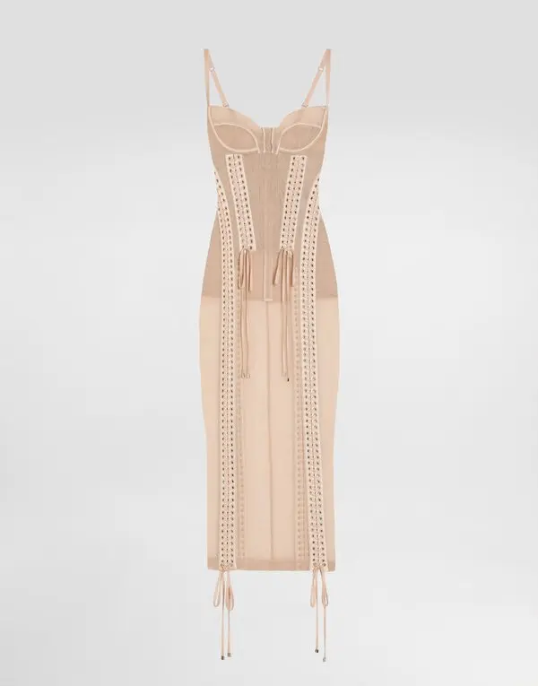 Dolce & Gabbana Tulle Slip Dress With Corset Details - Pink