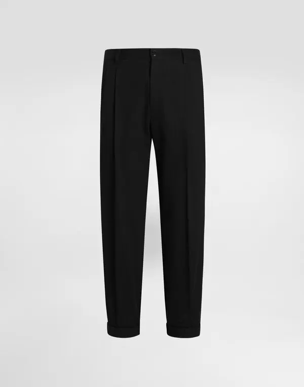 Dolce & Gabbana Cotton Gabardine Pants With Double Darts - Black