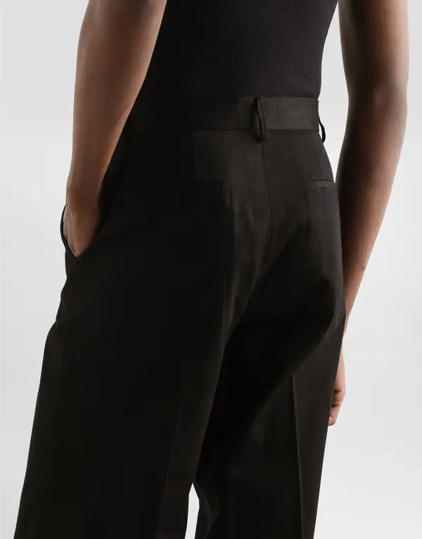 Dolce & Gabbana Cotton Gabardine Pants With Double Darts - Black